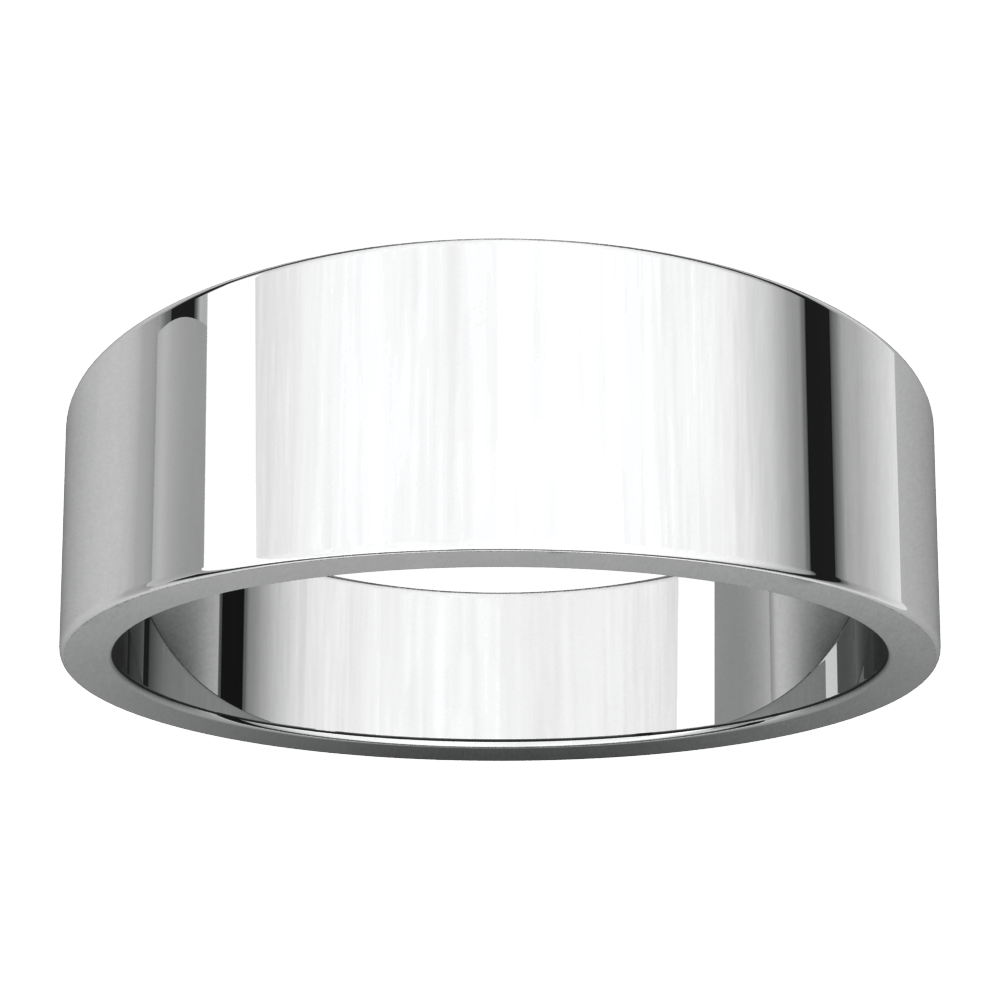 18K White 7mm Flat Tapered Band